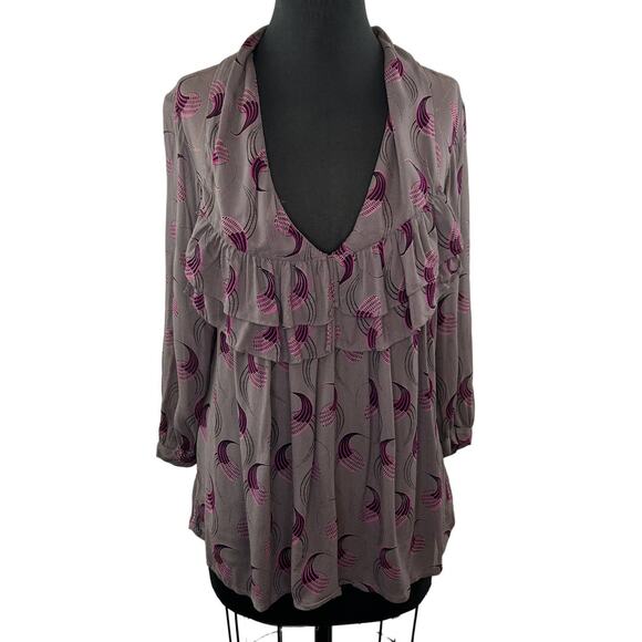 Ulf Anderson | Tops | Ulf Anderson Pink Gray Printed Ruffled Blouse ...